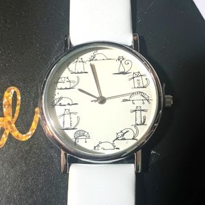 Accessories | Retro Leather Cartoon Cat Analog Alloy Quartz Wrist Watch ...